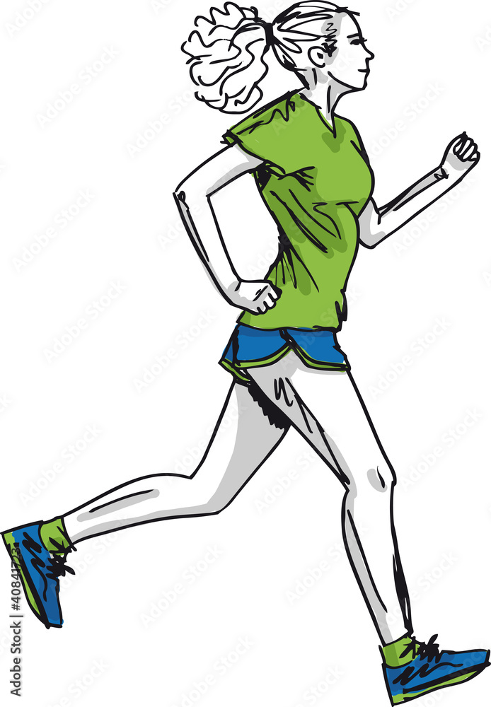 Sketch of female marathon runner. Vector illustration Stock Vector ...