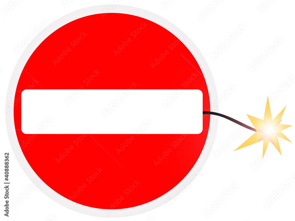 Sinal de trânsito original - fim do sentido proibido (explosão) Stock ...