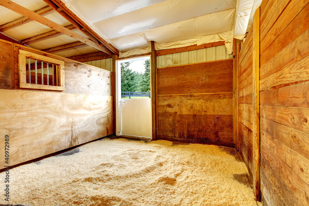 Horse farm empty stable interior. Stock Photo | Adobe Stock