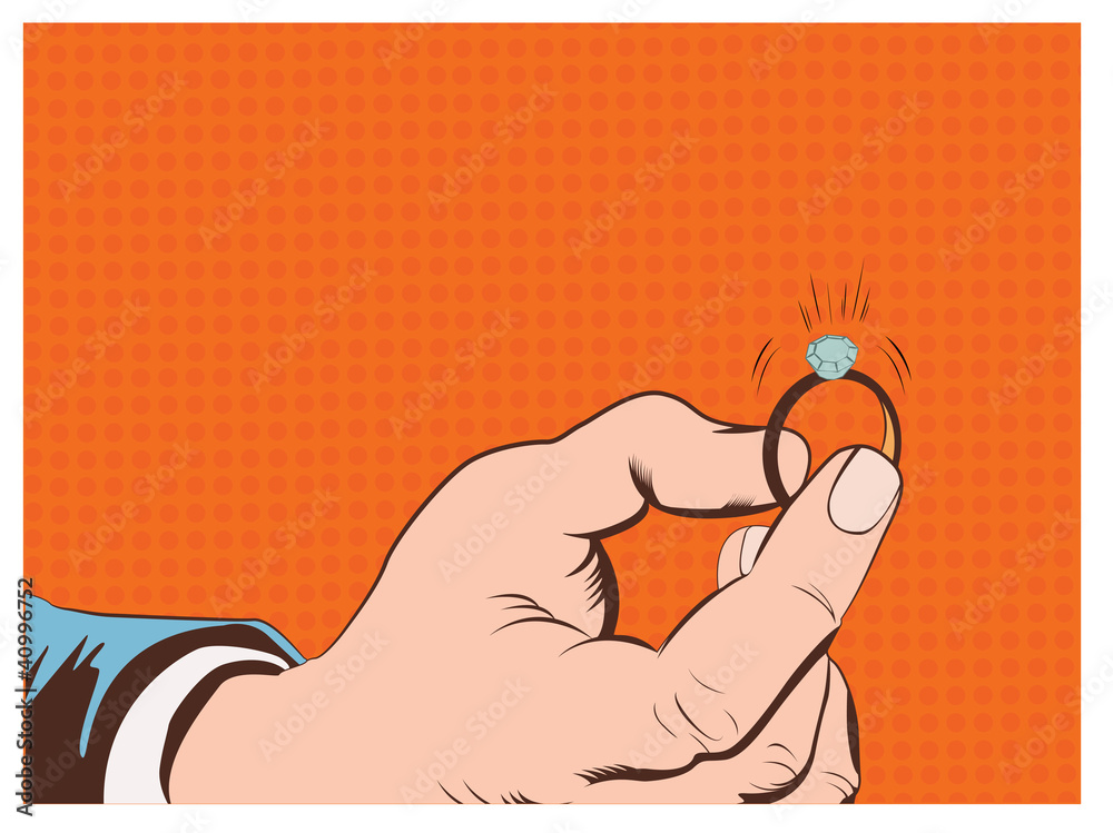 Pop art illustration.Hand holding a ring. Stock Vector | Adobe Stock