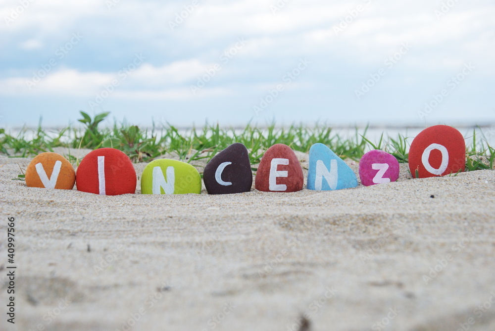 Vincenzo, italian name on pebbles Stock Photo | Adobe Stock