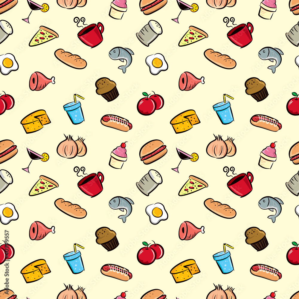 vintage food seamless pattern vector de Stock | Adobe Stock