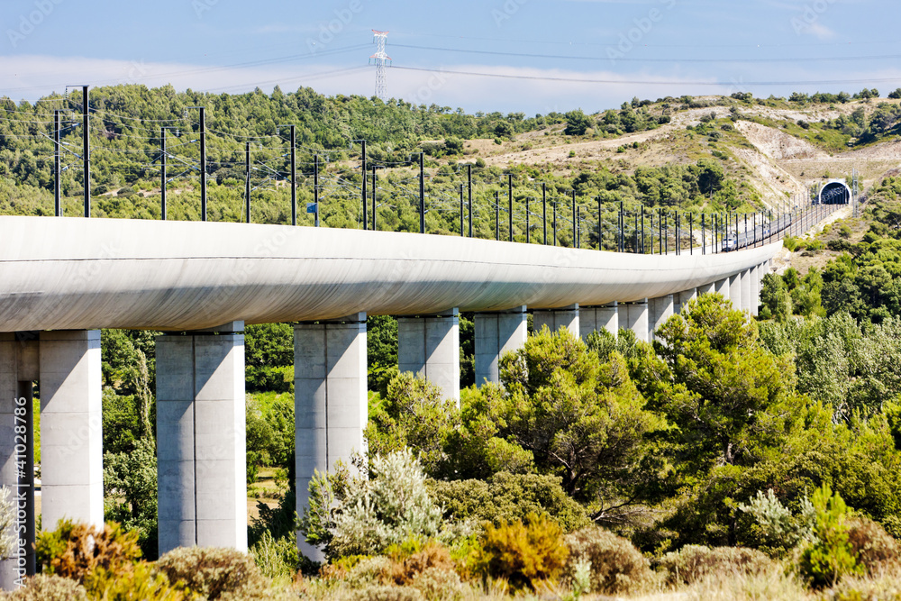 railway viaduct for TGV train near Vernegues, Provence, France Stock ...
