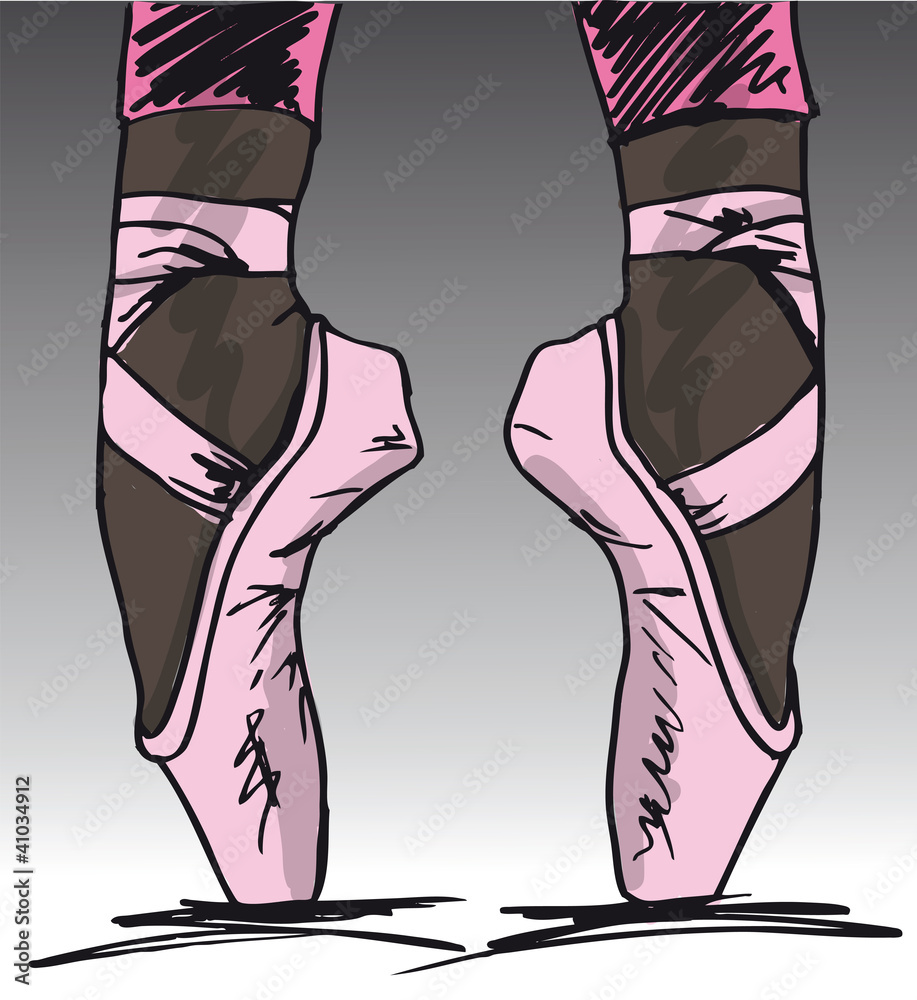 Sketch of ballet dancer's feet. Vector illustration Stock Vector ...