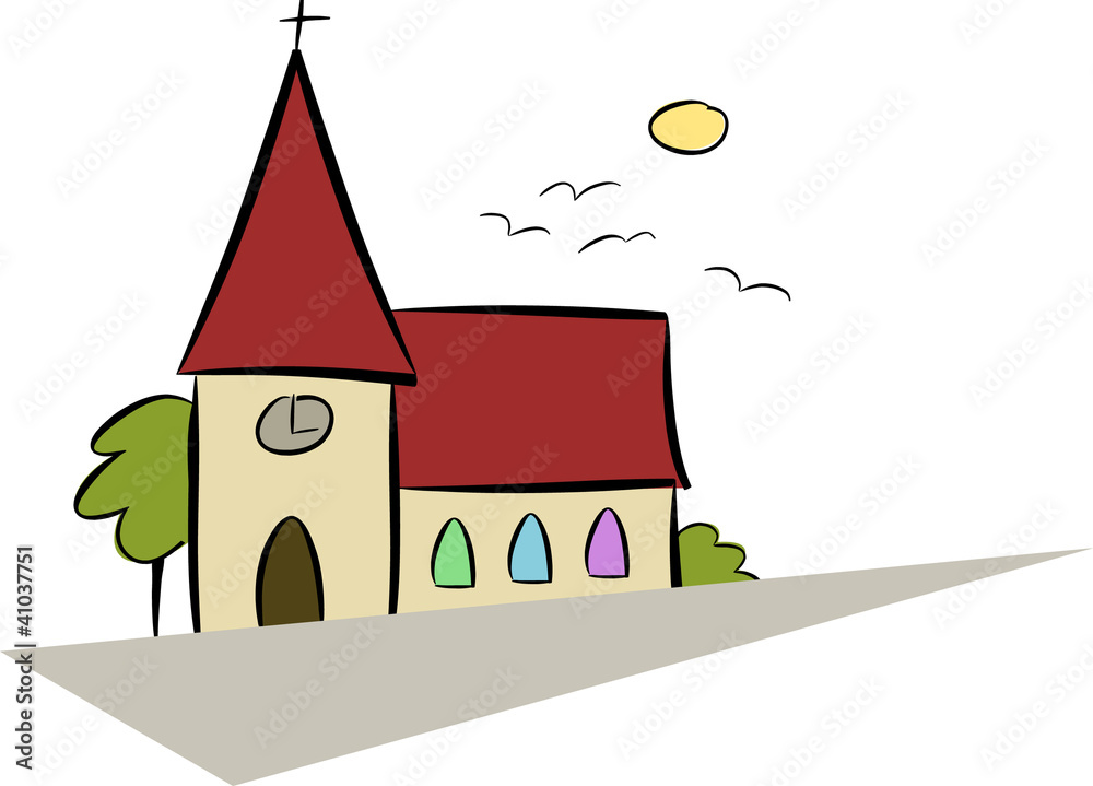Einfache Zeichnung einer Kirche Stock-Vektorgrafik | Adobe Stock