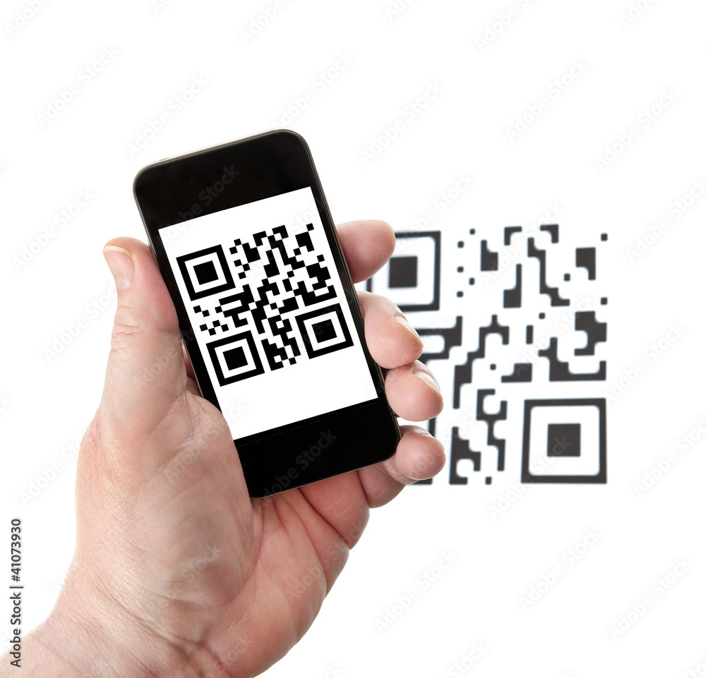 scanning qr code with mobile smart phone Stock Photo | Adobe Stock