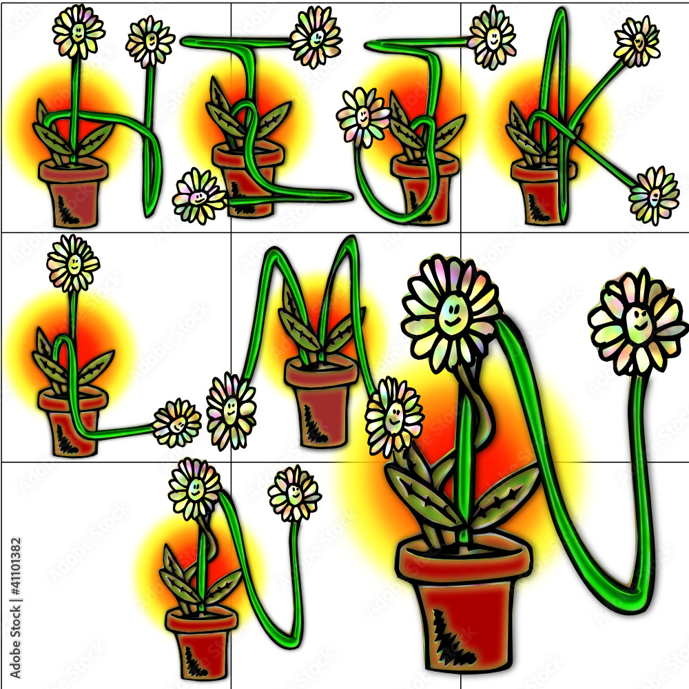 Flowers sketches alphabet background design abcd Stock Vector | Adobe Stock