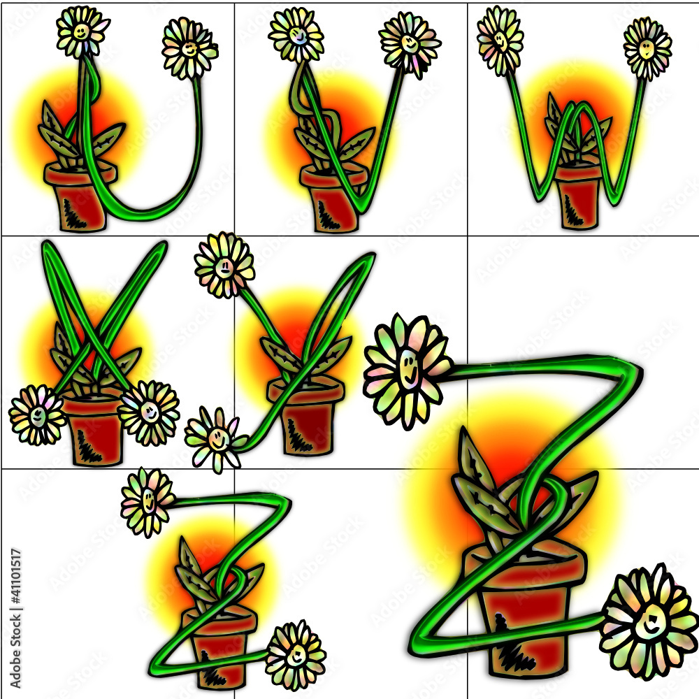 Flowers sketches alphabet background design abcd Stock Vector | Adobe Stock