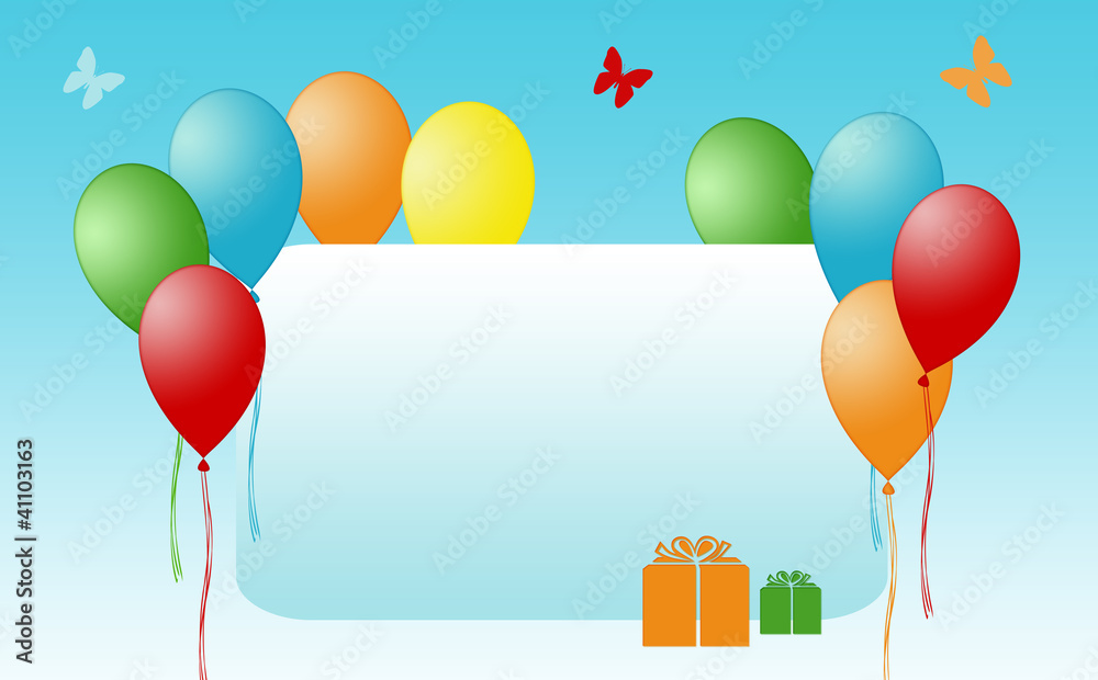 Divertida tarjeta con globos para invitación Stock Illustration | Adobe ...