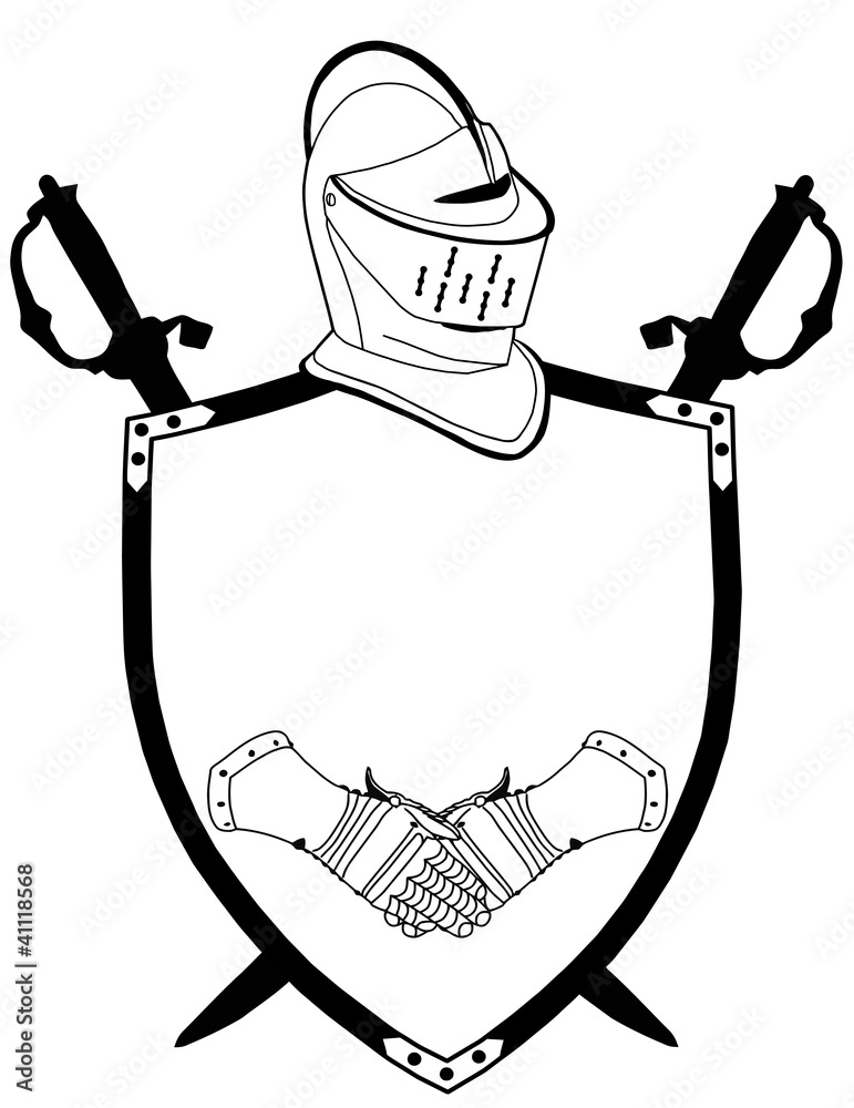 Isolated 16th Century War Shield Swords Gloves and Helmet Stock Vector | Adobe Stock