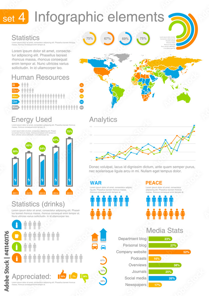 Infographics elements with icons. HR theme. Stock Vector | Adobe Stock