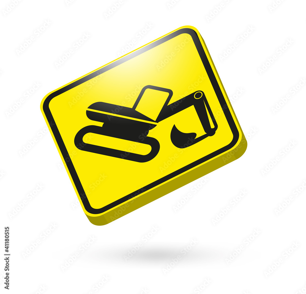 bagger minibagger zeichen glossy button symbol sticker 3d Stock ...