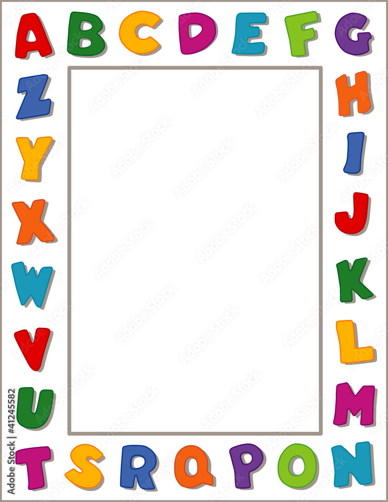 Alphabet Frame, copy space, posters, school, daycare, education Stock ...