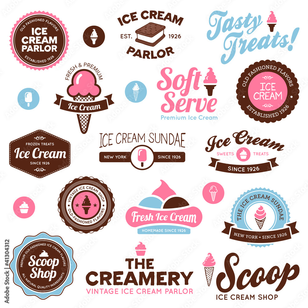 Ice cream shop labels Stock Vector | Adobe Stock