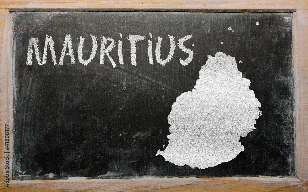 outline map of mauritius on blackboard Stock Photo | Adobe Stock