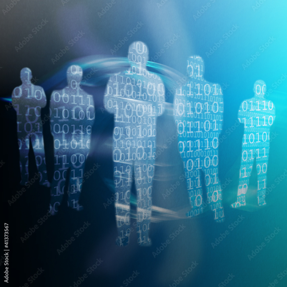 Binary code written on shapes of human body Stock Photo | Adobe Stock