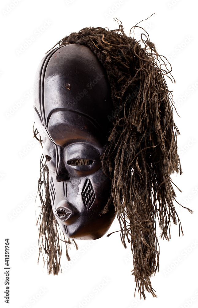 Tribal mask side view on white background Stock Photo | Adobe Stock