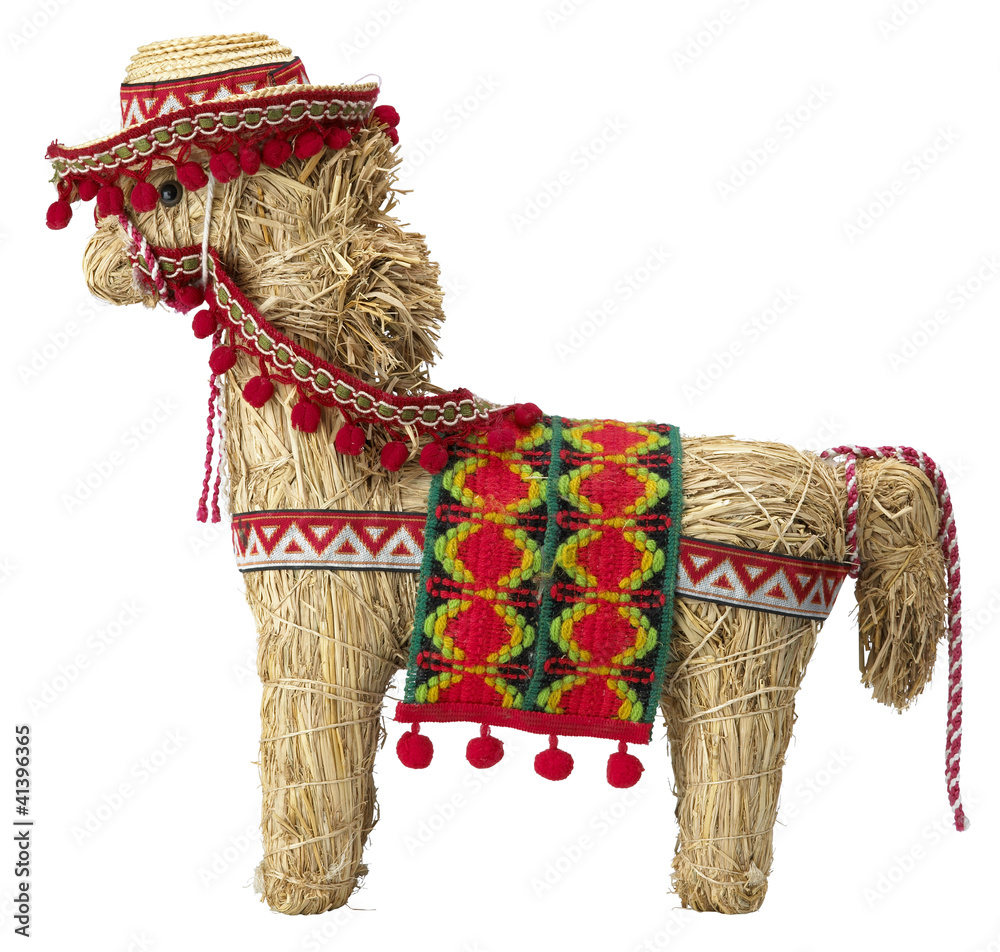straw spanish donkey with clipping path isolated on white Stock Photo ...