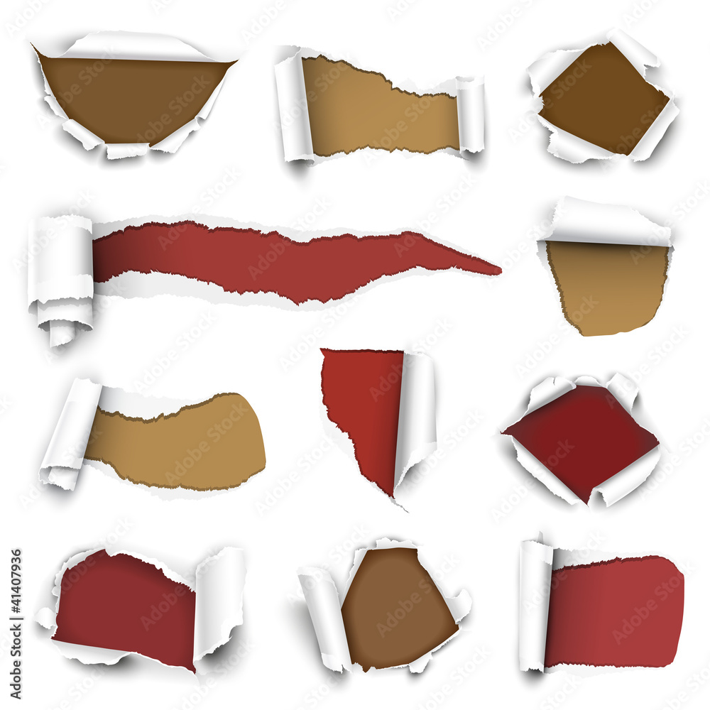Сollection of torn paper. Vector illustration Stock Vector | Adobe Stock