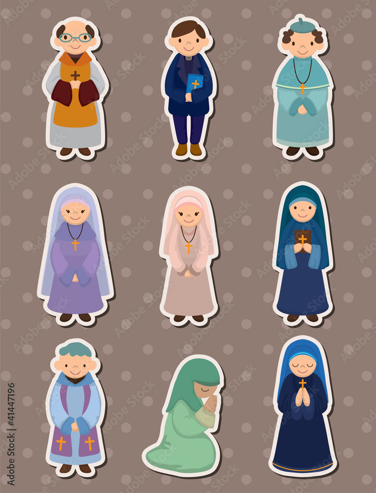 cartoon priest and nun Stock Vector | Adobe Stock