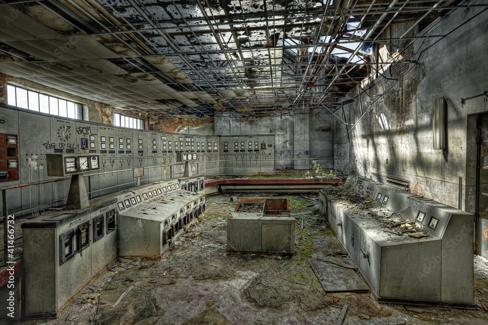 Control room of an abandoned coal mine Stock Photo | Adobe Stock