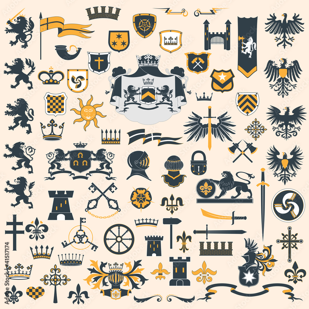 Heraldic Design Elements Stock Vector | Adobe Stock