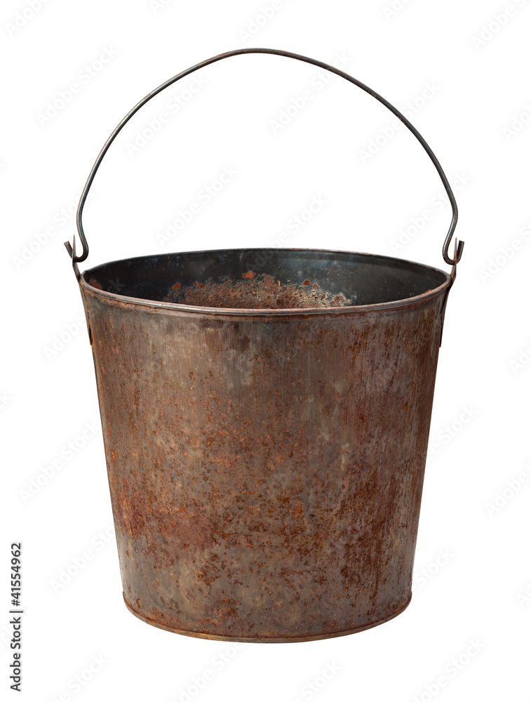 Old Rusty Bucket isolated with clipping path Stock Photo | Adobe Stock