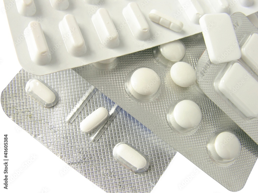 white tabs in blisters Stock Photo | Adobe Stock