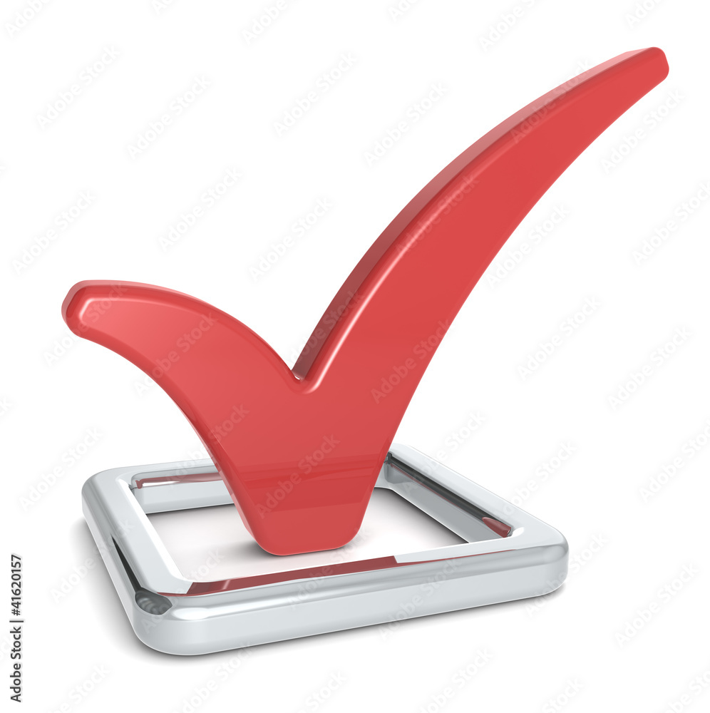Red Check Mark. Check Mark in Check Box. Red and metal. Stock ...