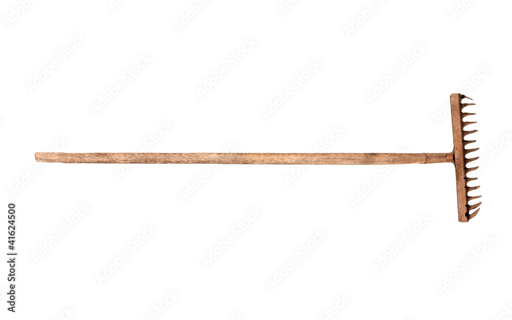White background, rake Stock Photo | Adobe Stock
