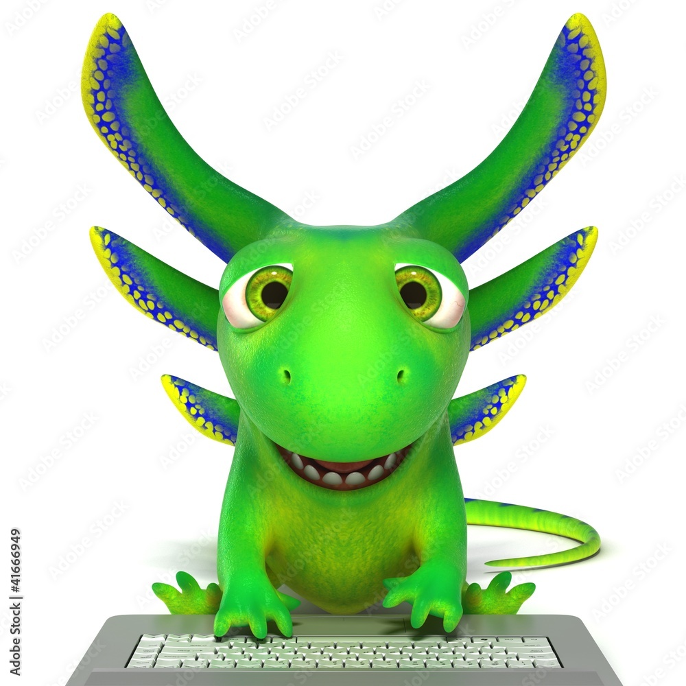 Lizard using a laptop Stock Illustration | Adobe Stock