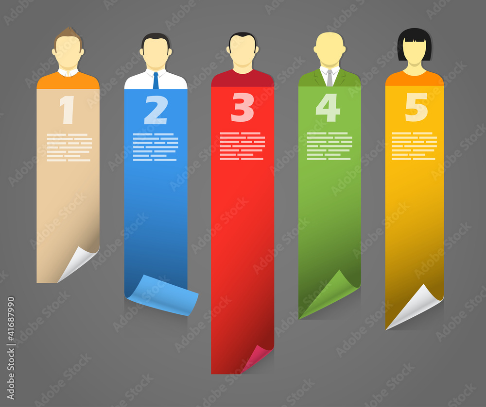 Color account avatars with bending paper banners. Template for a Stock ...