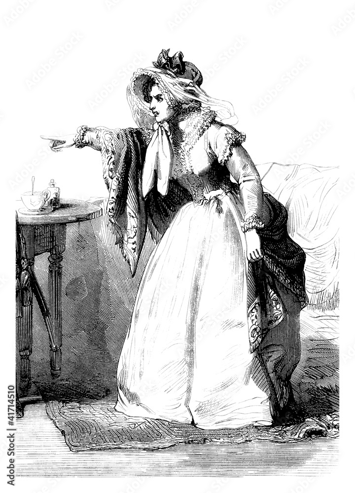 Angry Woman - end 18th century ilustración de Stock | Adobe Stock