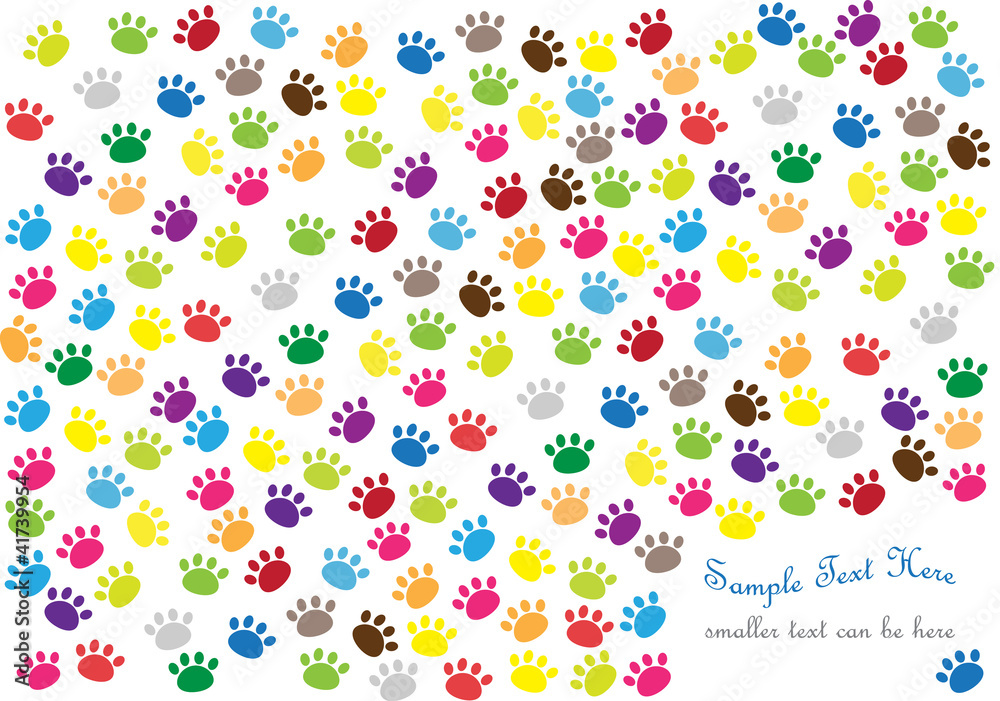 colorful vector background with cat paw prints Stock Vector | Adobe Stock