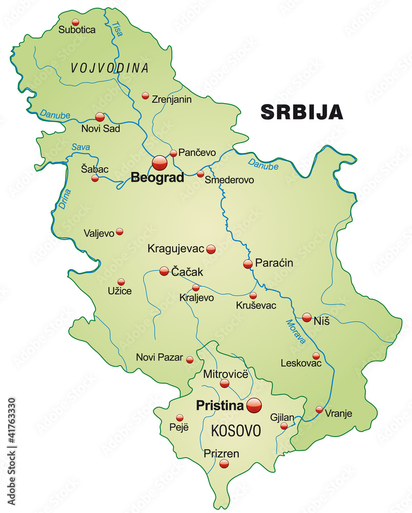 Map of Serbia as an overview Stock Vector | Adobe Stock