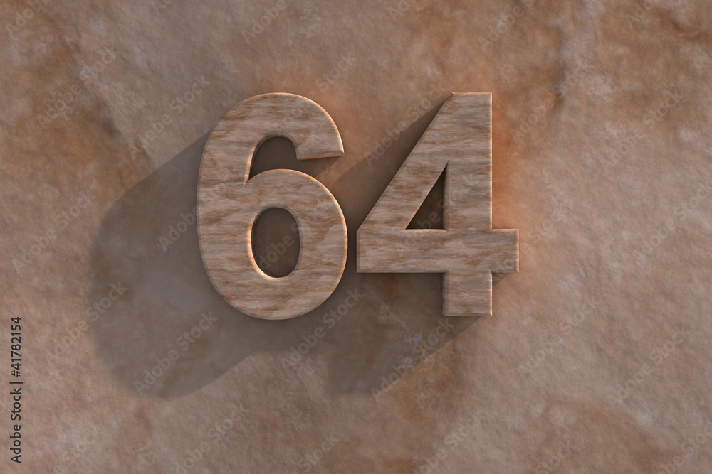 64 in numerals in mottled sandstone Stock Illustration | Adobe Stock