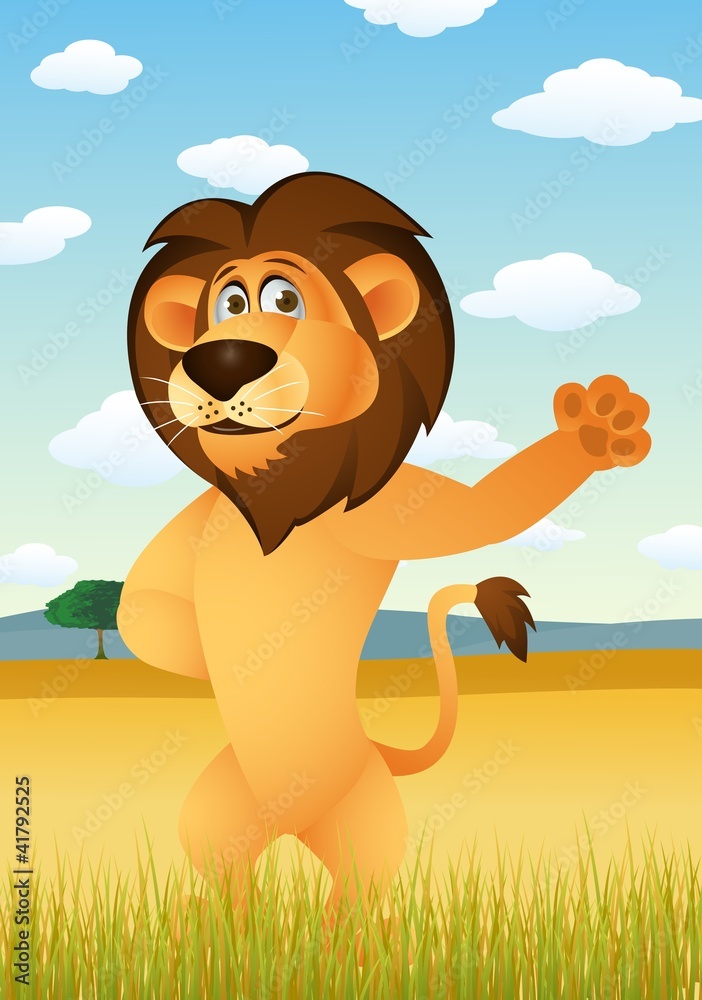 Funny Lion Cartoon Stock Vector | Adobe Stock