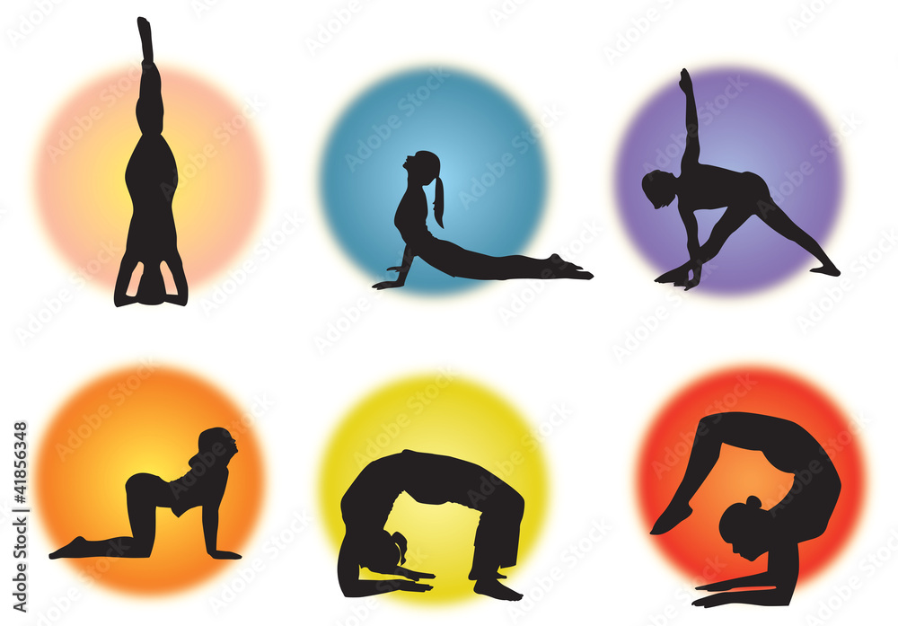 colorful yoga poses Stock Illustration | Adobe Stock