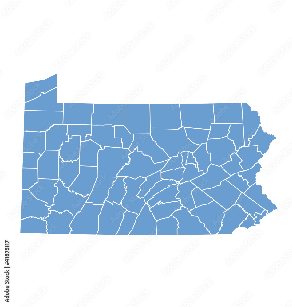 State map of Pennsylvania by counties Stock Vector | Adobe Stock