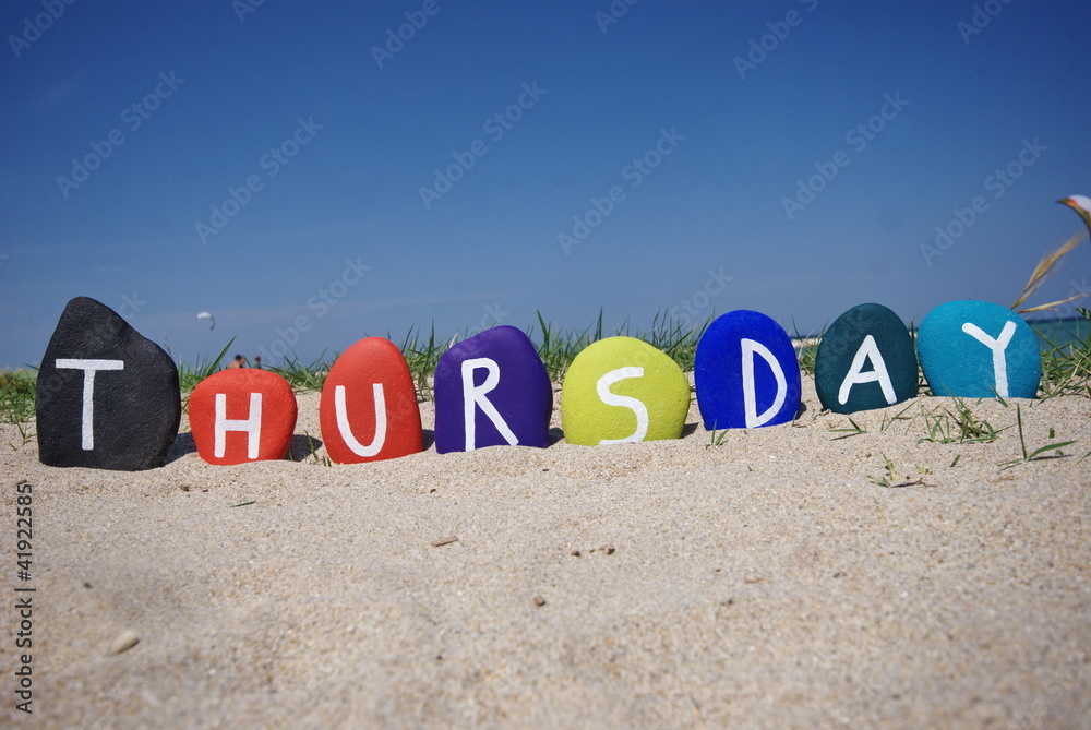Thursday, fourth day of the week on colourful stones Stock Photo ...