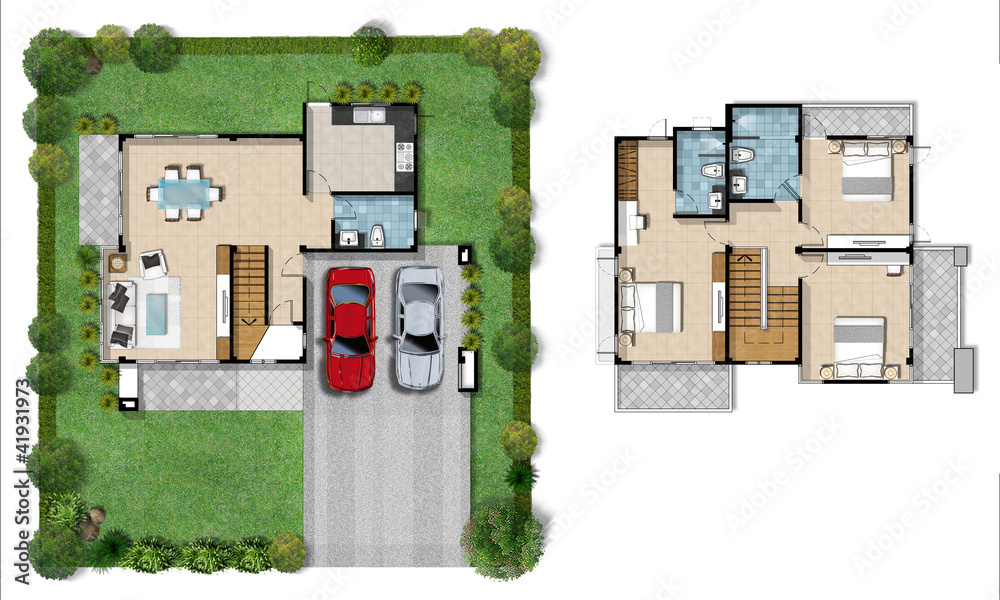 House plan presentation Stock Illustration | Adobe Stock