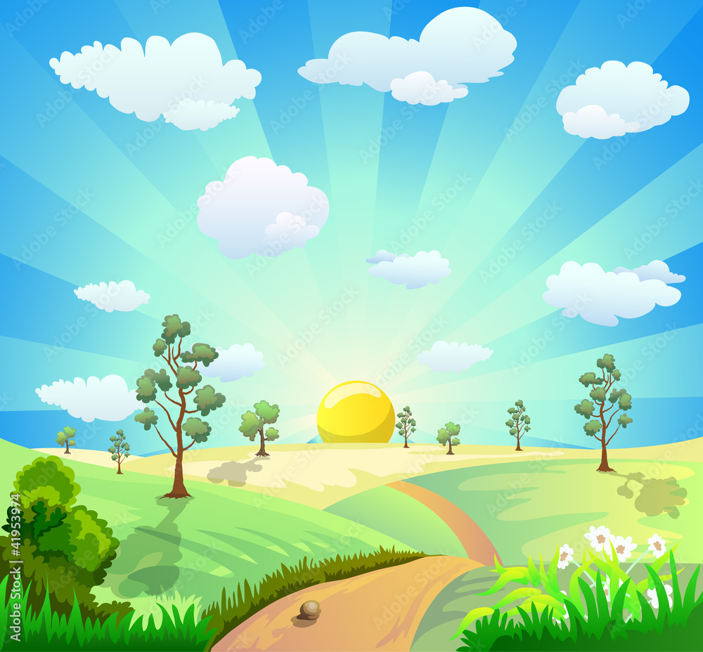 cartoon landscape background Stock Vector | Adobe Stock