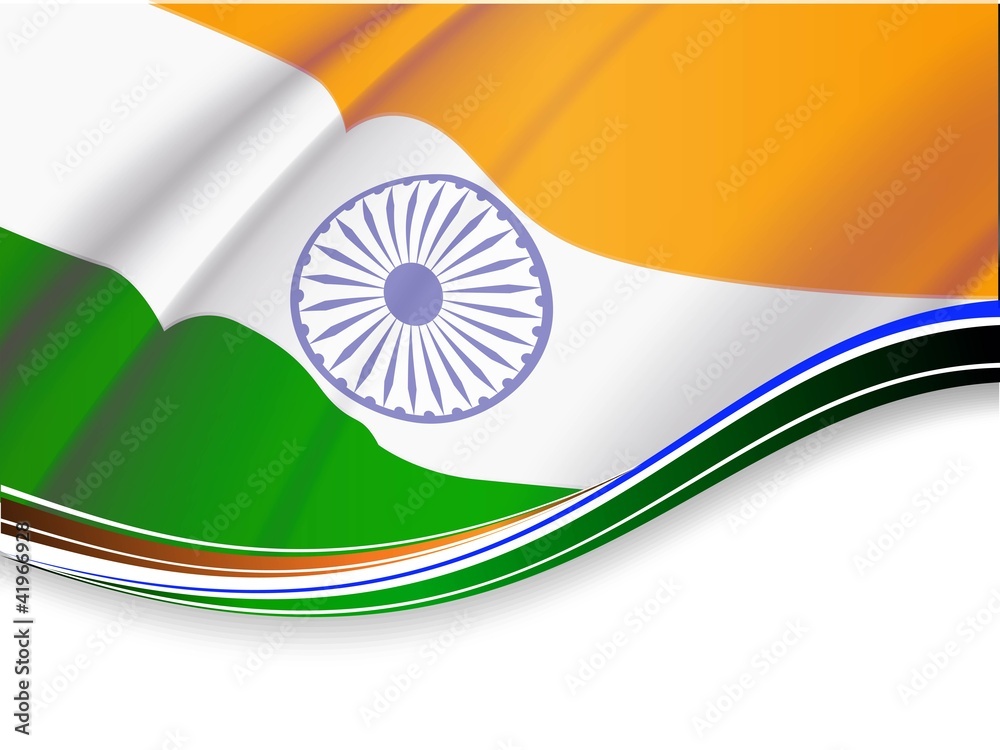 Vector illustration of Indian tricolor flag. Stock Vector | Adobe Stock