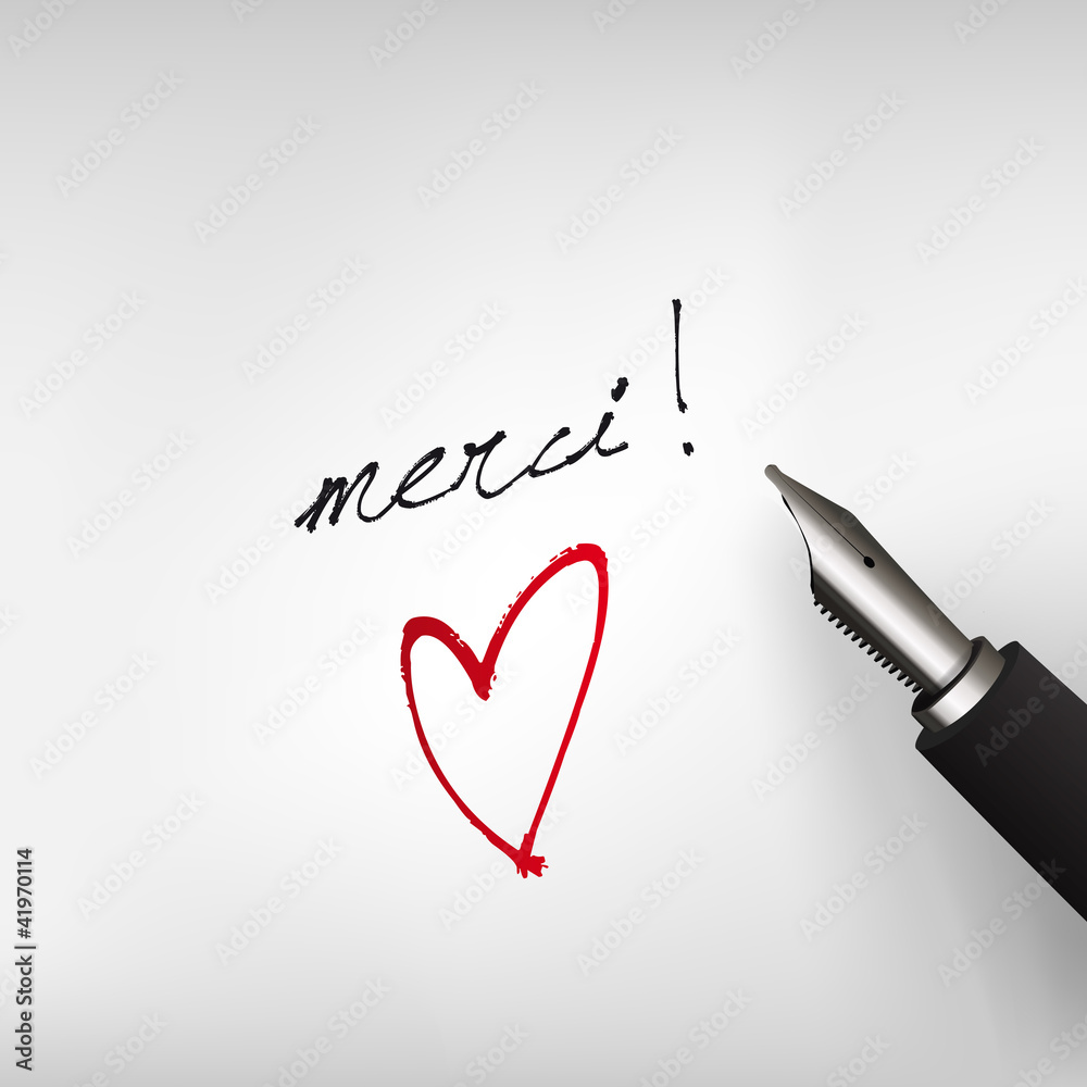 Füllfederhalter mit Schrift merci Stock Vector | Adobe Stock