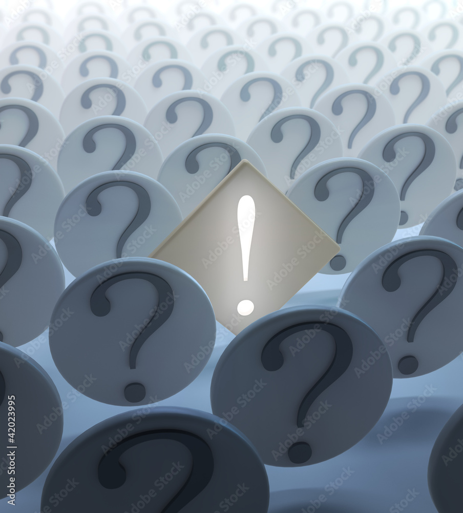 Exclamation mark among question marks Stock Illustration | Adobe Stock