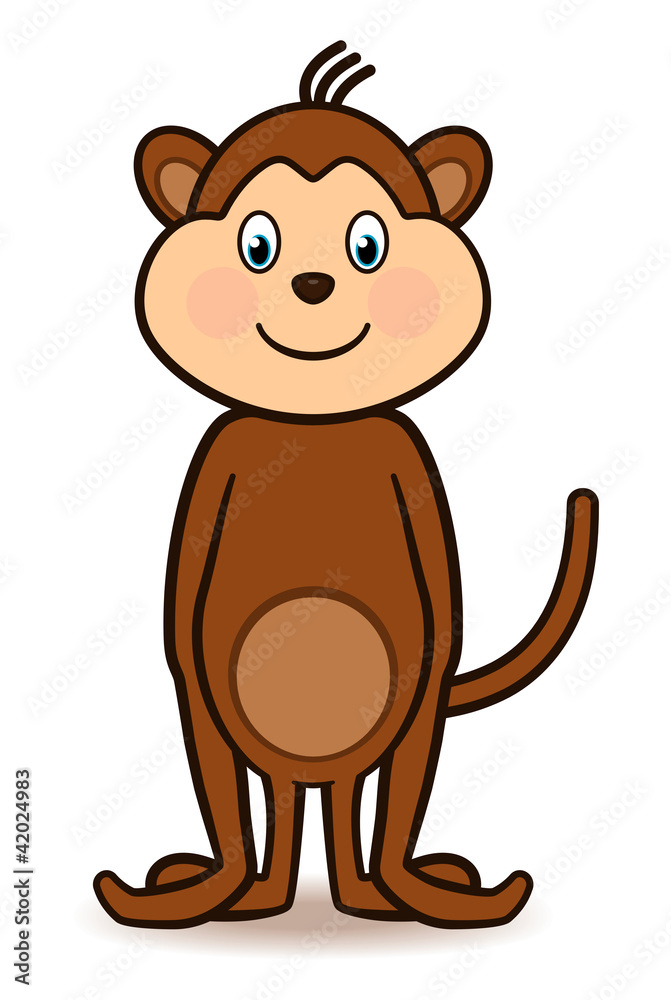 Cute Standing Monkey Cartoon Character Stock Vector | Adobe Stock