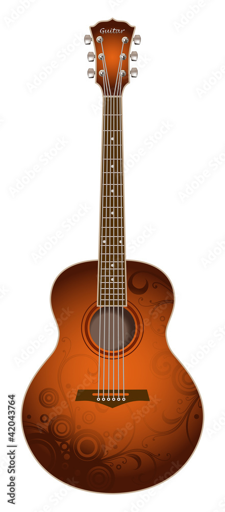 Vector drawing of acoustic guitar Stock Vector | Adobe Stock