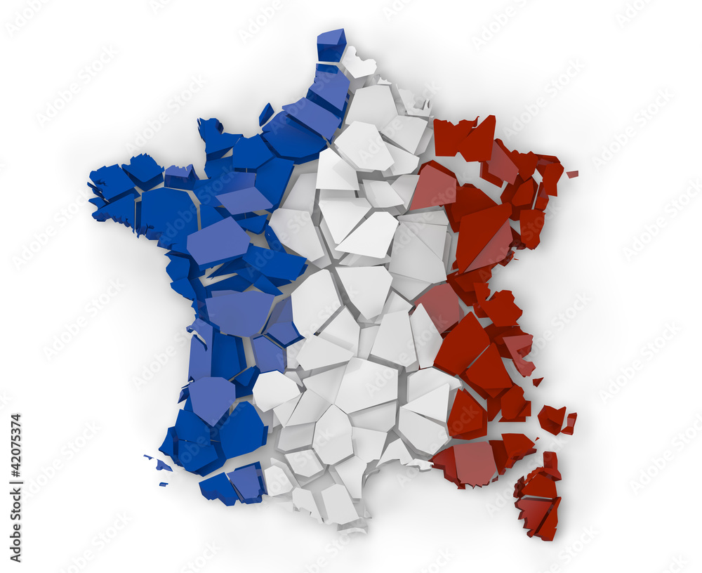 Broken map of France Stock Illustration | Adobe Stock