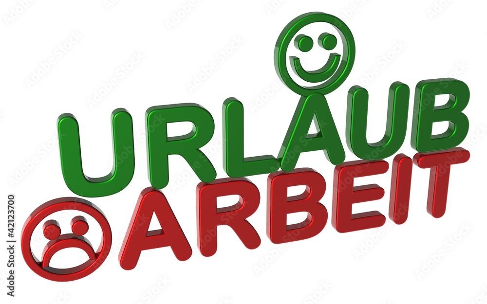 3D Smiley - Urlaub - Arbeit Stock-Illustration | Adobe Stock