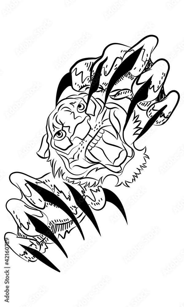 Tiger Ripping through tattoo Stock Vector | Adobe Stock